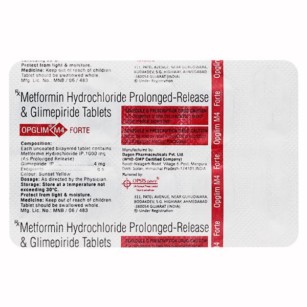 Buy OPGLIM M FORTE 4 Tablet 10's Online at Upto 25% OFF | Netmeds