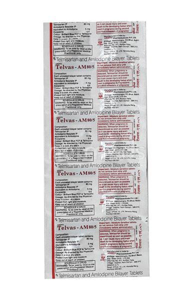 Telvas AM 80mg Tablet 10'S Price, Uses, Side effects, Substitutes | Netmeds