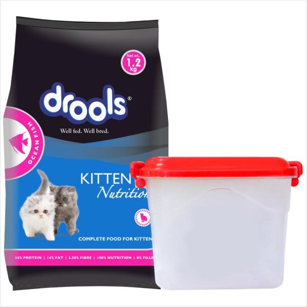 Drools Kitten(1-12 Months) Dry Cat Food, Ocean Fish with Free Container ...
