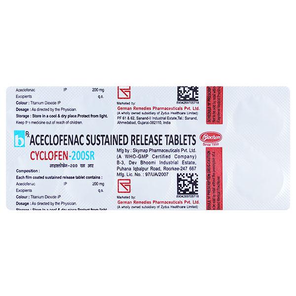 CYCLOFEN SR 200 Tablet 10's Price, Uses, Side effects, Substitutes ...