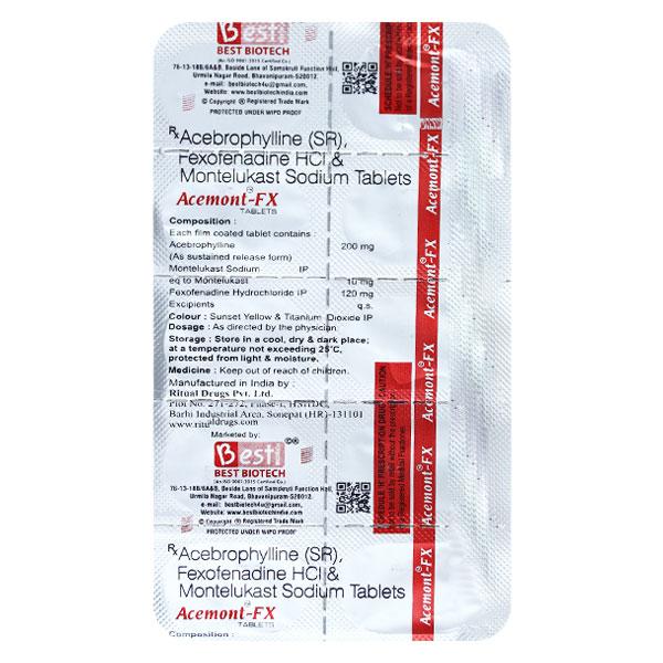 Buy ACEMONT FX Tablet 10's Online at Upto 25% OFF | Netmeds