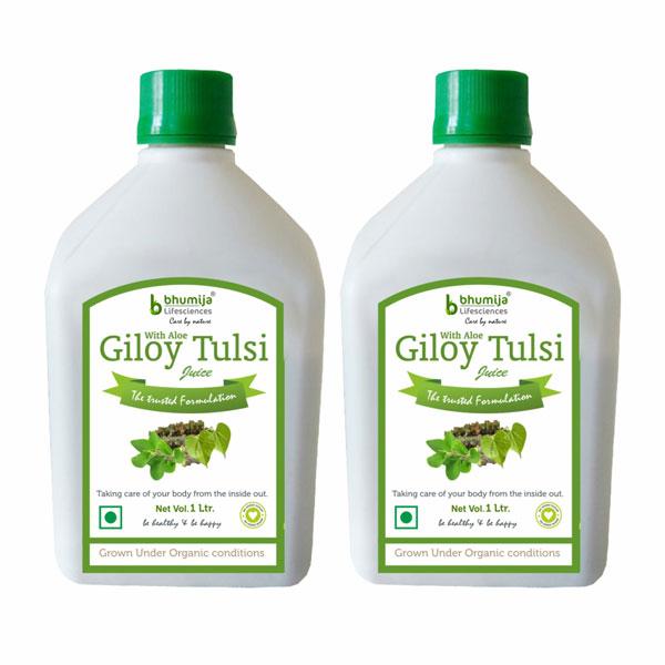 Bhumija Lifesciences Giloy Tulsi with Aloe Juice (Pack of 2 x 1 Litre)