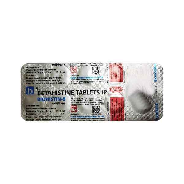 Biohistin 8mg Tablet 10'S : Uses, Side Effects, Price | Netmeds