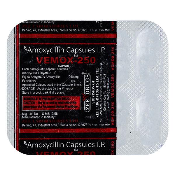 VEMOX 250 Capsule 10's Price, Uses, Side effects, Substitutes | Netmeds