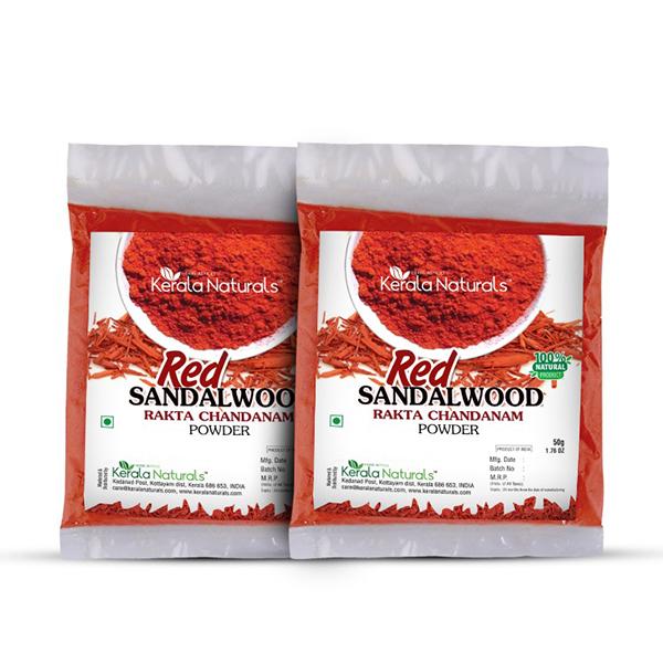 Kerala Naturals Red Sandalwood Powder (Pack of 2 x 50 gm)