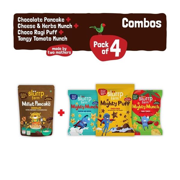 Slurrp Farm Healthy Ragi Snacks Combo - Chocolate Pancake (Pack of 4)