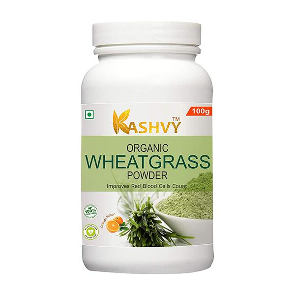 Kashvy Organic Wheatgrass Powder - Orange Flavour 100 gm