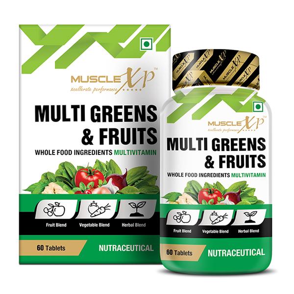 MuscleXP Multi Greens & Fruits Multivitamin with Fruit, Vegetable ...