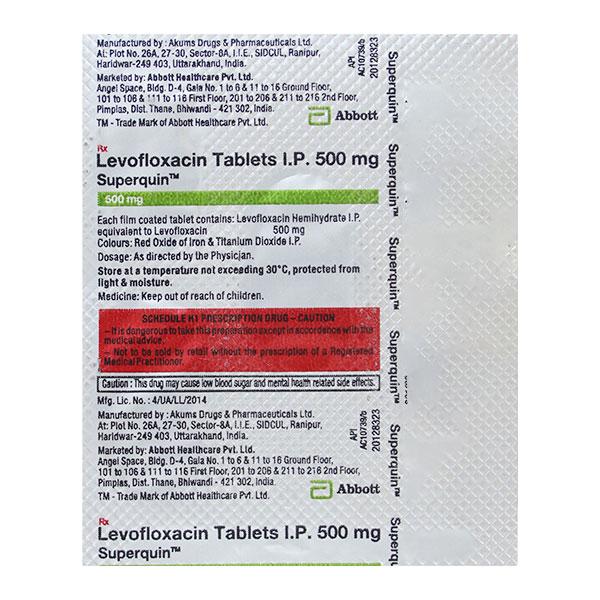 Superquin 500mg Tablet 5'S Price, Uses, Side effects, Substitutes | Netmeds