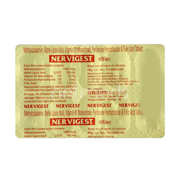 Nervigest Tablet 10'S : Uses, Side Effects, Price | Netmeds