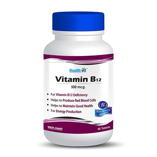 Buy HealthVit Vitamin B12 500 mcg Tablets 60's Online at Discounted ...