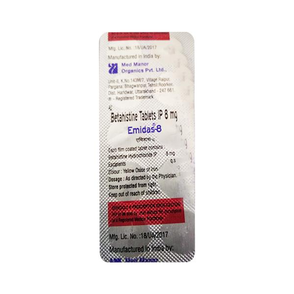 EMIDAS 8mg Tablet 10's Price, Uses, Side effects, Substitutes | Netmeds