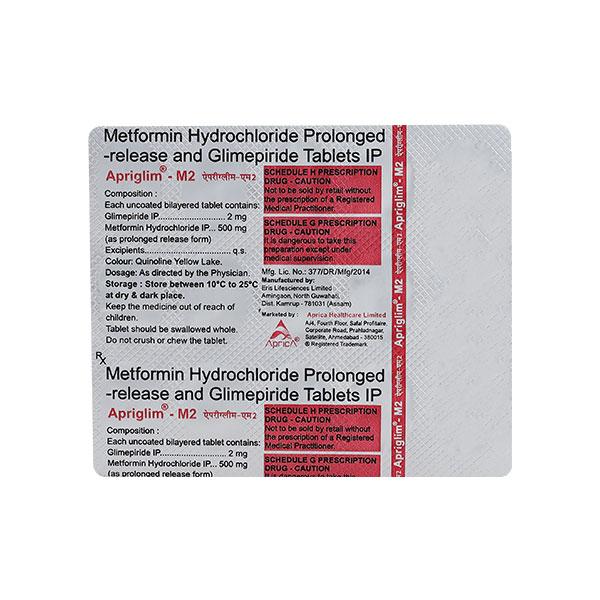 APRIGLIM M 2mg Tablet 15's Price, Uses, Side effects, Substitutes | Netmeds