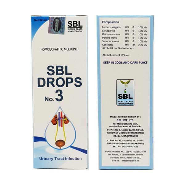 Buy SBL Drops No.3 for Urinary Tract Infection 30 ml online at best ...