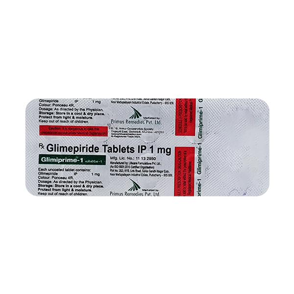 Glimiprime 1mg Tablet 10'S : Price, Uses, Side Effects | Netmeds