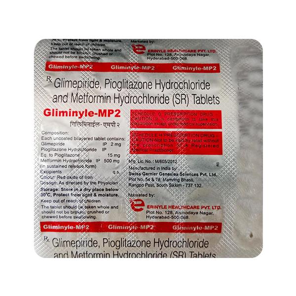 GLIMINYLE MP 2 Tablet 15's Price, Uses, Side effects, Substitutes | Netmeds