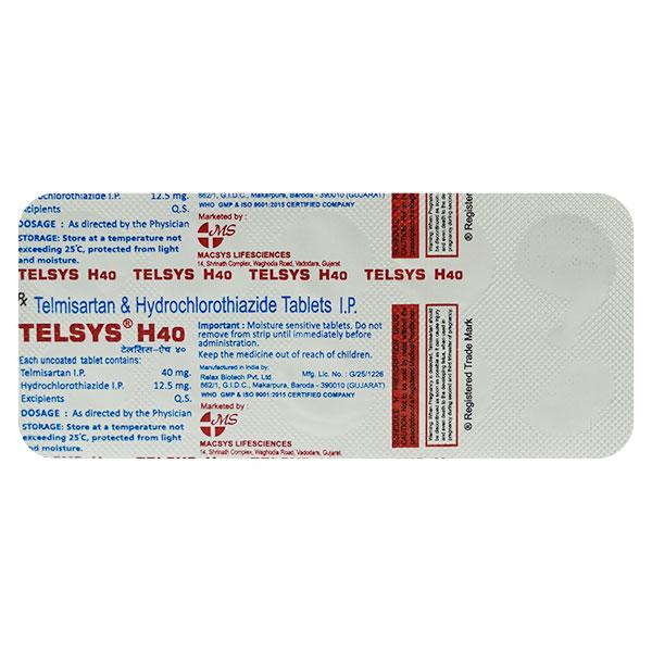 TELSYS H 40mg Tablet 10's : Price, Uses, Side Effects | Netmeds