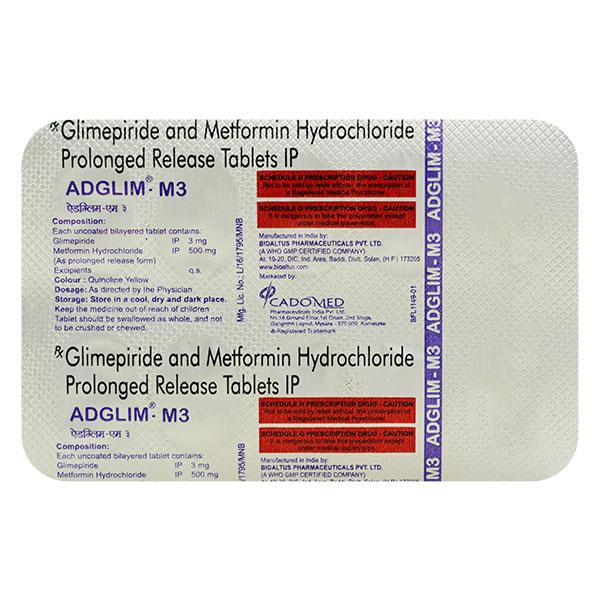 ADGLIM M 3 Tablet 10's : Price, Uses, Side Effects | Netmeds