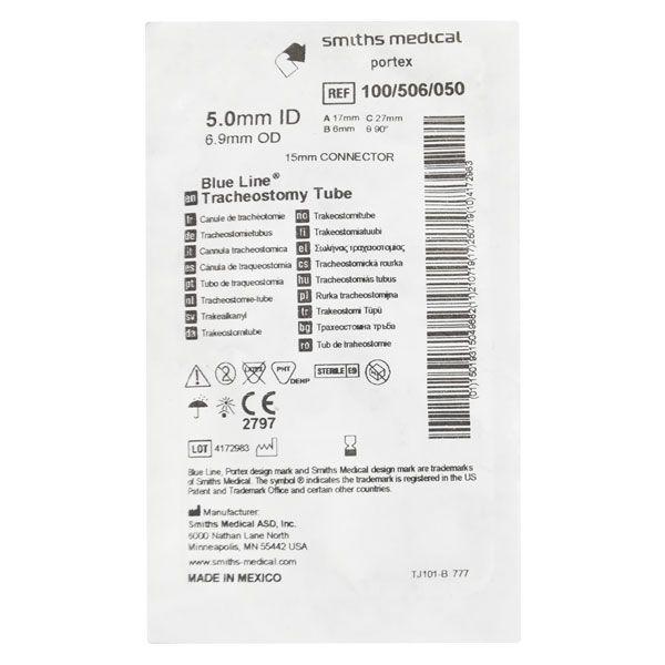 Portex Blue Line Tracheostomy Tube (100/506/050) 15mm 1's