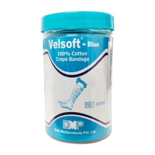 Velsoft Cotton Crepe Bandage (205080) (8 cm x 4 mtr) - Blue for Support and Compression | Netmeds