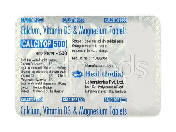 Calcitop 500mg Tablet 10'S