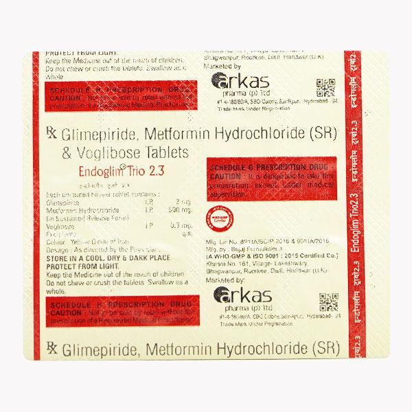 ENDOGLIM TRIO 2.3mg Tablet 10's : Price, Uses, Side Effects | Netmeds