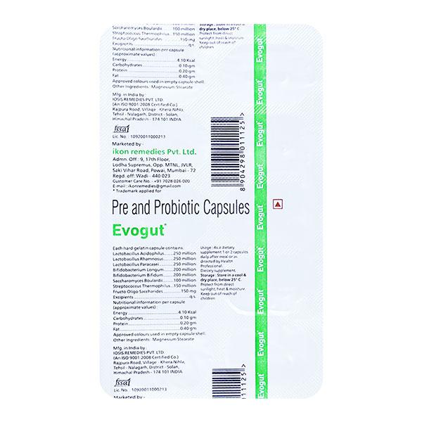 Buy EVOGUT Capsule 10's Online at Upto 25% OFF | Netmeds