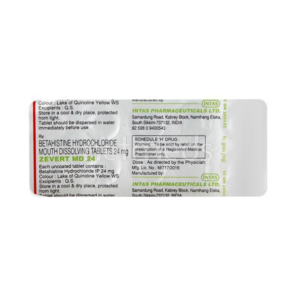 Zevert MD 24mg Tablet 10'S