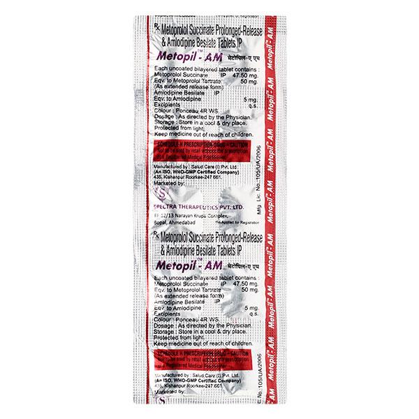Buy METOPIL AM Tablet 10's Online at Upto 25% OFF | Netmeds