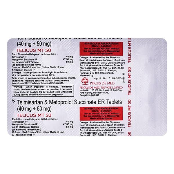TELICUS MT 50 Tablet 15's Price, Uses, Side effects, Substitutes | Netmeds
