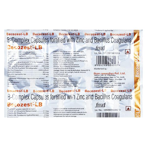 Buy BECOZEST LB Capsule 10's Online at Upto 25% OFF | Netmeds