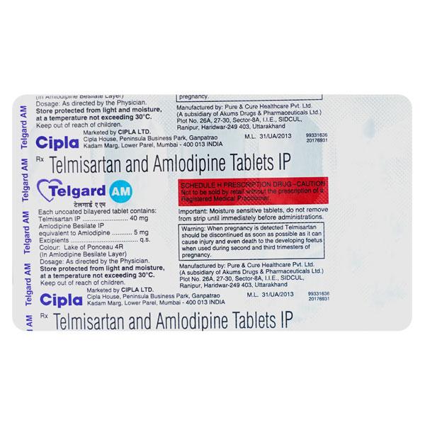 Buy TELGARD AM Tablet 10's Online at Upto 25% OFF | Netmeds