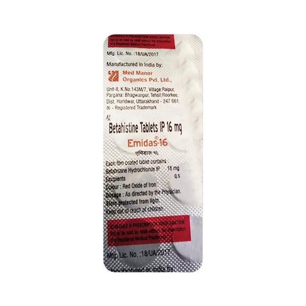 EMIDAS 16mg Tablet 10's Price, Uses, Side effects, Substitutes | Netmeds