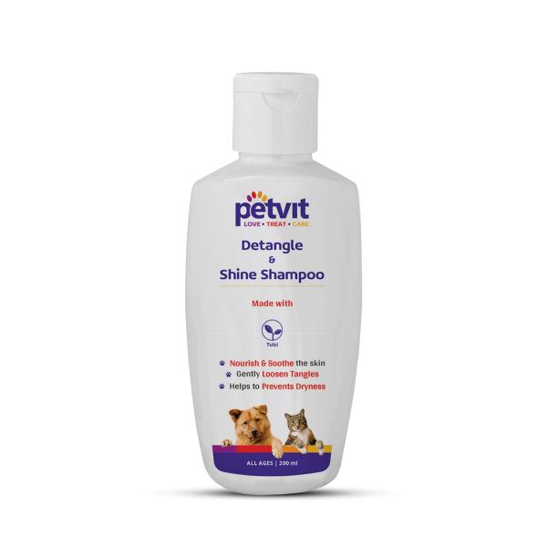 Petvit Detangle & Shine Shampoo - For All Breeds Dogs & Cats 200 ml ...