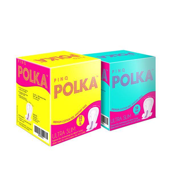 Pinq Polka Premium Ultra Slim ( Regular+ XL) Sanitary Pad 20's