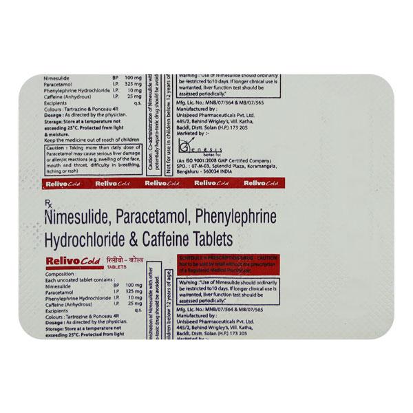 Buy RELIVO COLD Tablet 10's Online at Upto 25% OFF | Netmeds