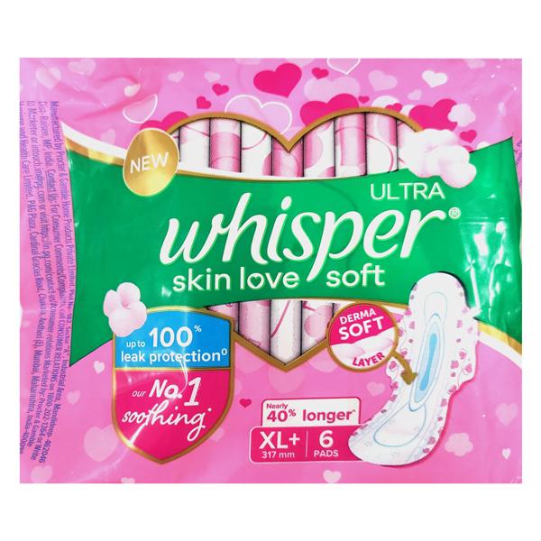 Buy Whisper Ultra Skin Love Soft Sanitary Pad (XL+ 317 mm) 6's Online ...