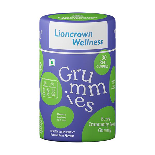 Lioncrown Wellness Grummies Berry Immunity Boost Gummy - Kaccha Aam 30 ...