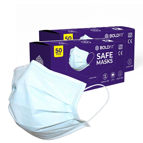 Boldfit 3 Ply Surgical Face Mask (Pack of 100)