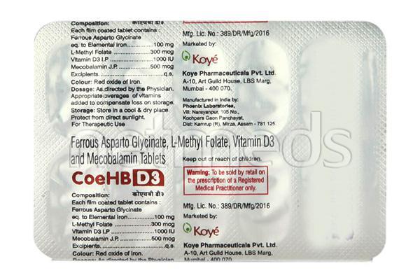 Coehb D3 Tablet 10'S : Uses, Side Effects, Price | Netmeds