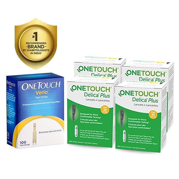 Buy OneTouch Verio Test Strip 100's + OneTouch Delica Plus Lancet 100's ...