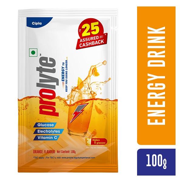 Buy Cipla Prolyte Energy Drink Powder - Orange Flavour 100 gm Online at ...
