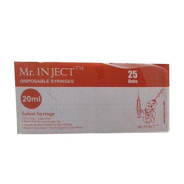 Mr. Inject Disposable Syringe 20 ml with Needle 21G 25's