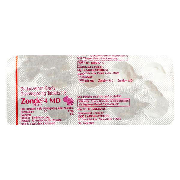 ZONDE MD 4mg Tablet 10's Price, Uses, Side effects, Substitutes | Netmeds