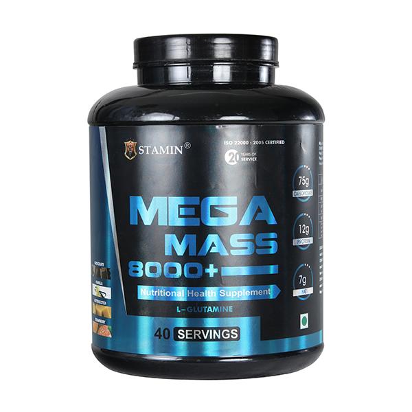 Stamin Mega Mass 8000 Supplement Powder - Chocolate Flavour 2 kg Online ...