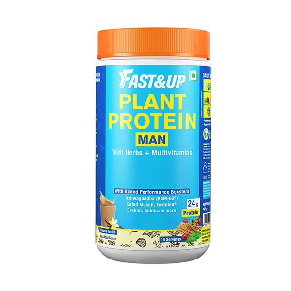 Fast&Up Plant Protein Man Multivitamin Powder - Creamy Vanilla 495 gm ...
