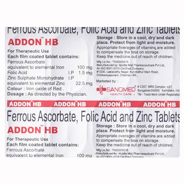 Buy ADDON HB Tablet 10's Online at Upto 25% OFF | Netmeds