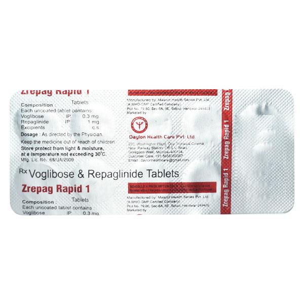 ZREPAG RAPID 1 Tablet 10's Price, Uses, Side effects, Substitutes | Netmeds