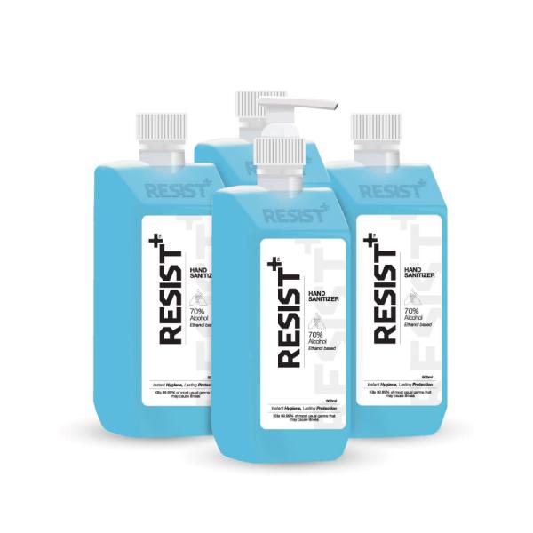 RESIST+ Hand Sanitizer 70% Alcohol Ethanol Based (Pack of 4 X 500 ml) 1 ...