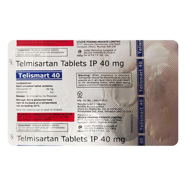 TELISMART 40mg Tablet 15's Price, Uses, Side effects, Substitutes | Netmeds